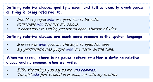 AVANZADO: 3 Lesson Defining Relative Clauses: 3 Lesson Defining ...